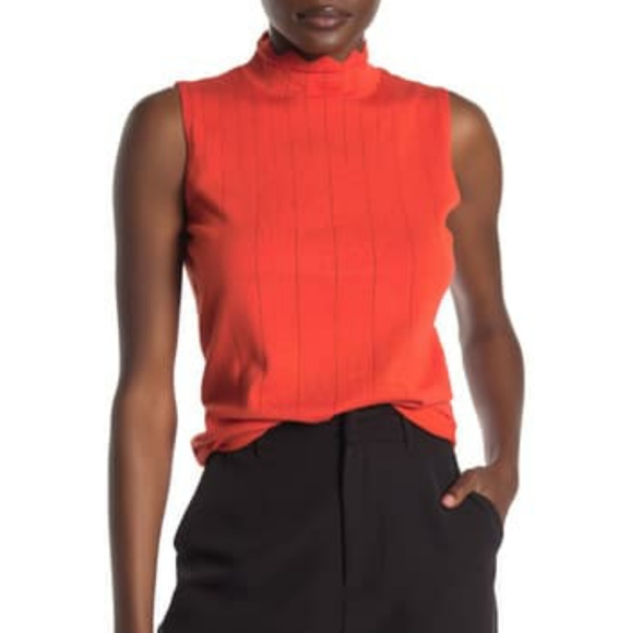 Cyrus | Tops | New Cyrus Pointelle Scallop Trim Mock Neck Red Orange ...